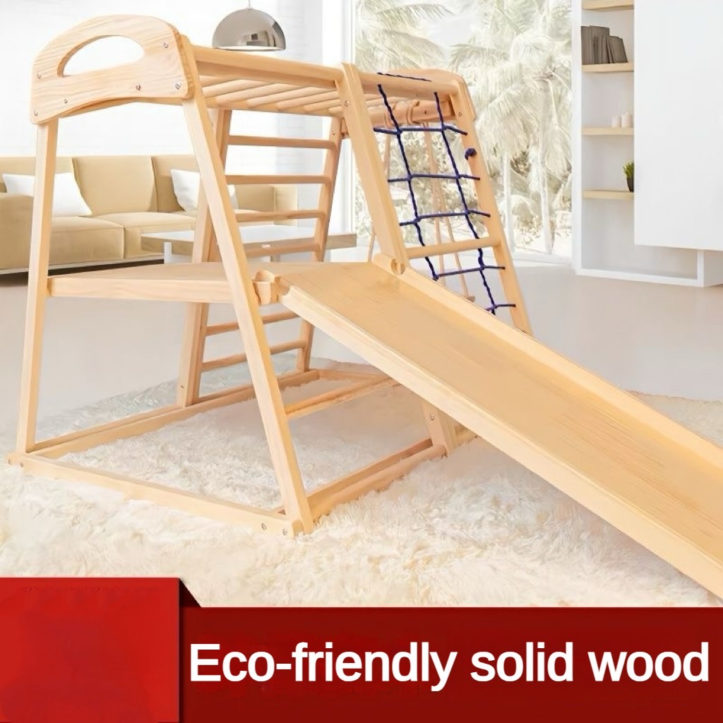 Solid Wood Children's Climbing Frame Indoor Household Small Family ...