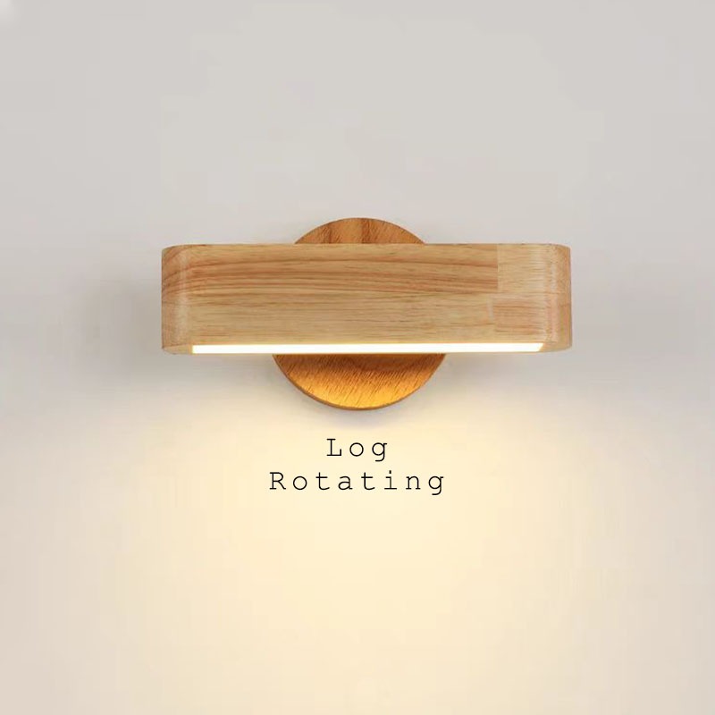 Japanese Solid Wood Rotating Wall Light Nordic Bedroom Bedside Lamp ...