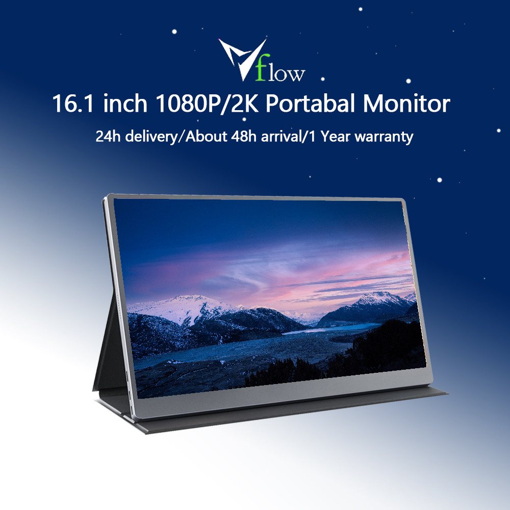 VFLOW 2560x1400P IPS Display 16 Inch 2.5K Portable Monitor USB-C HDMI Eye Protection External ...