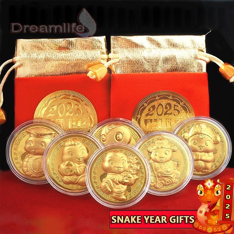 2025 SNAKE YEAR Lucky Coin Bag Set Lucky Dollar Money Gold Foil Coin ...