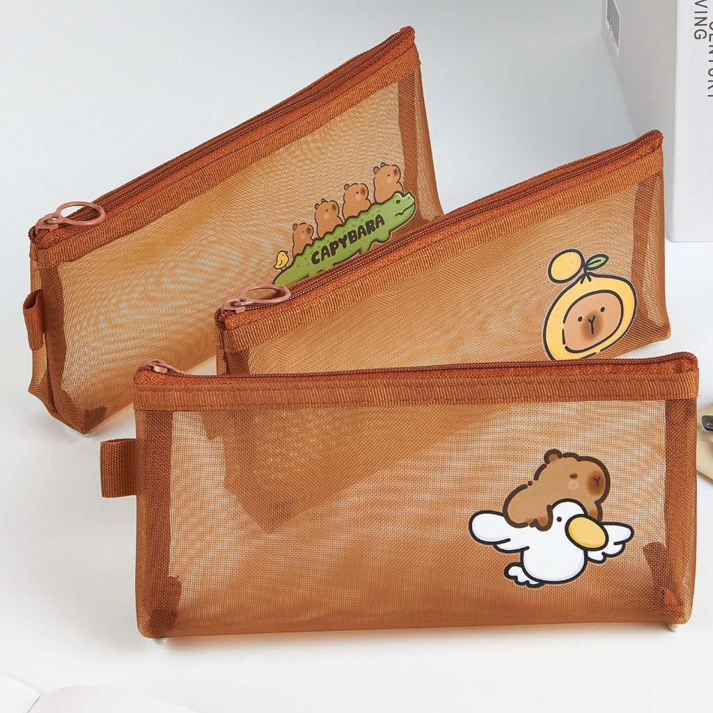 Penlab Capybara Mesh Pencil Bag Pen Case Cartoon Design Simple ...