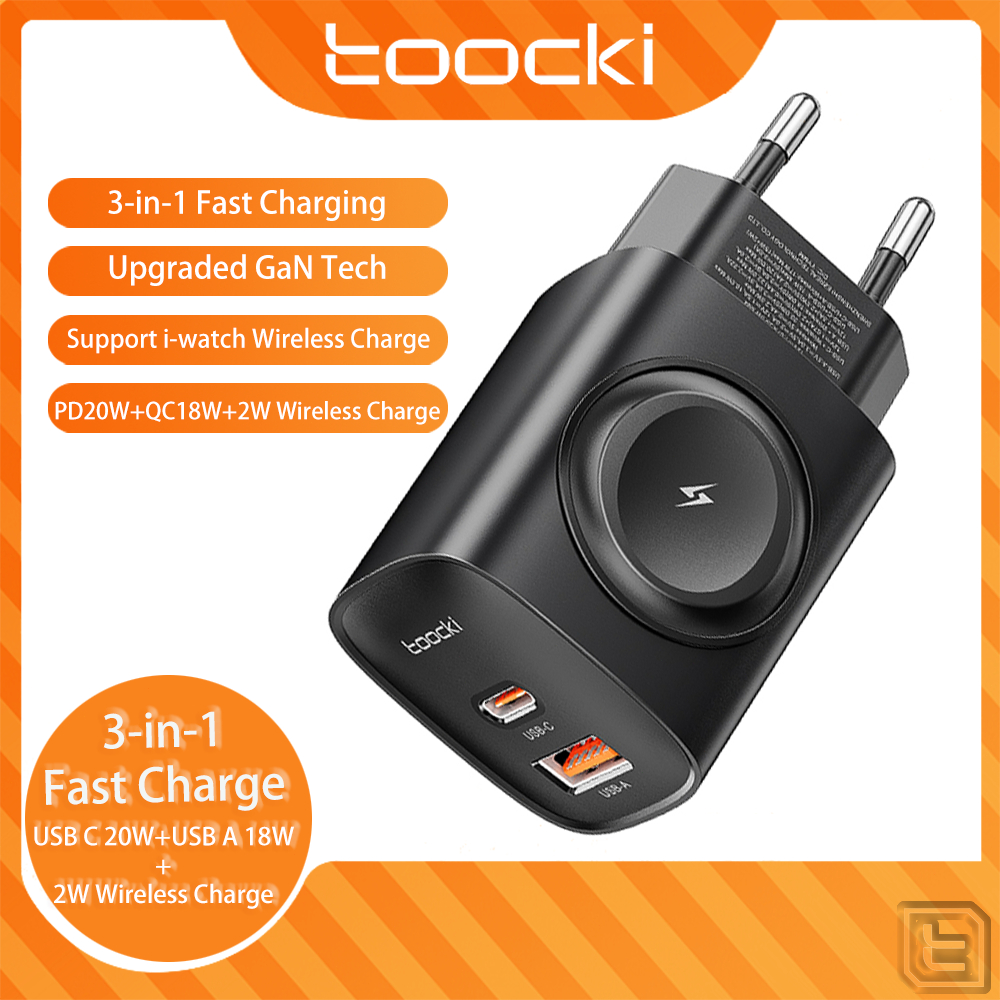 Toocki PD20W USB C Fast Charger Dual-port USB Phone Adapter Wireless ...