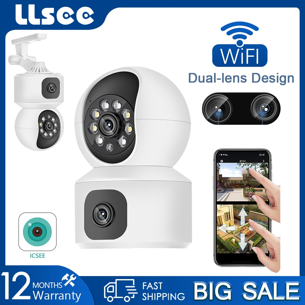 LLSEE ICSEE 8X enlarged dual lens wireless CCTV indoor mini camera 360 ...