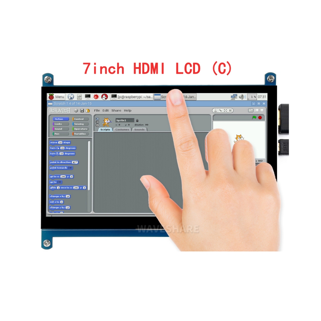 7inch Capacitive Touch Screen LCD Display Starter Kit for RPI Raspberry Pi Zero 2 W 3 Model B 4 ...