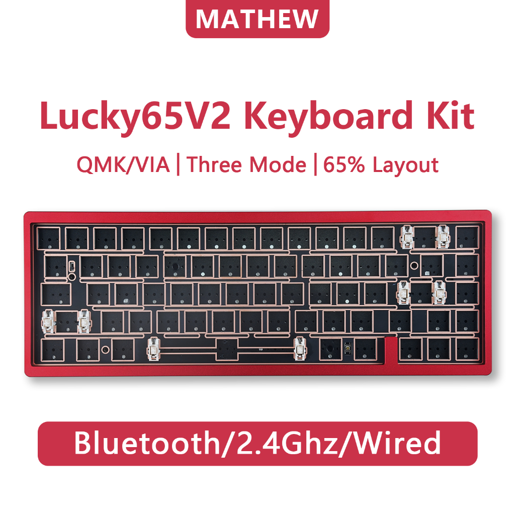 Lucky65V2 Aluminum Mechanical Keyboard Kit 3mode Support QMK/VIA RGB ...