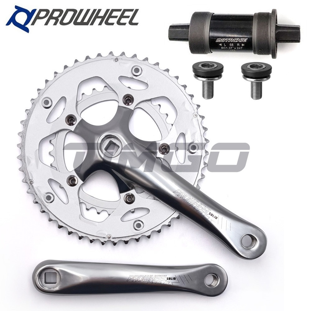 Prowheel Road Bike Folding Bike 2×7/8/9 Speed Crankset 50-34T Square Taper Double Cahinring ...