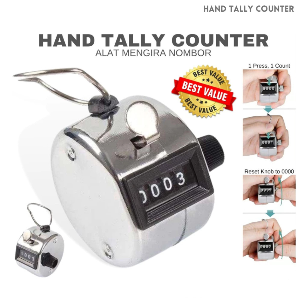 Hand Tally Counter 4 Digit Tally Counters Mechanical Palm Counter ...