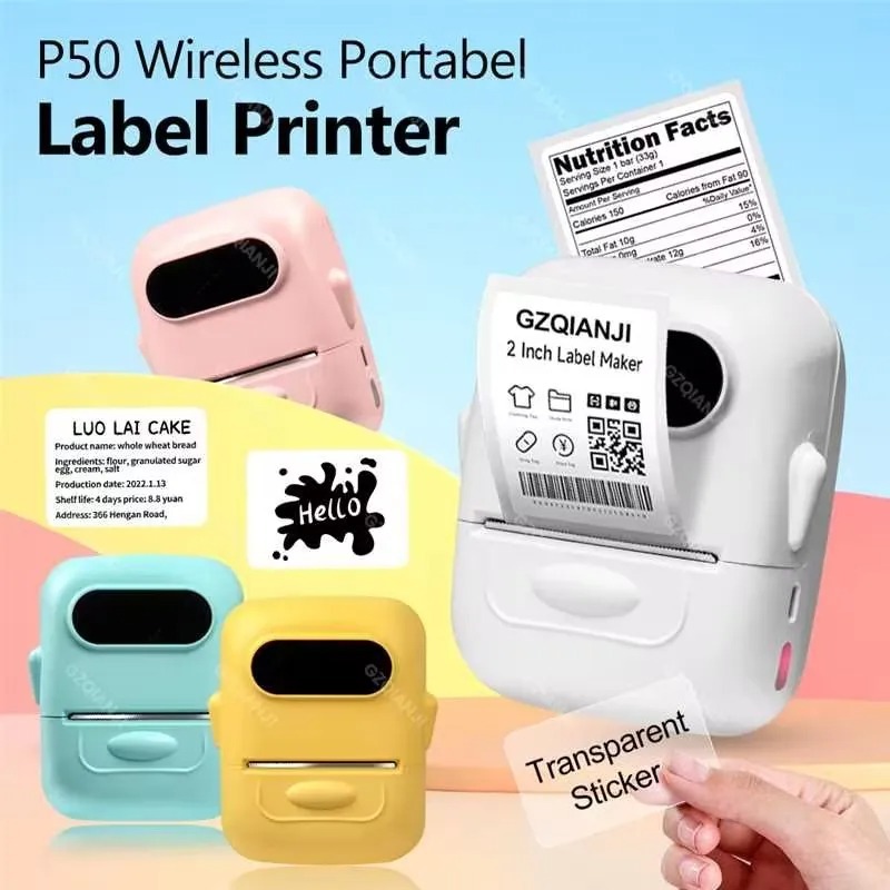 Marklife P50 Barcode Label Printer Labeling Maker Machine Mini Portable Bluetooth Label Stickers ...