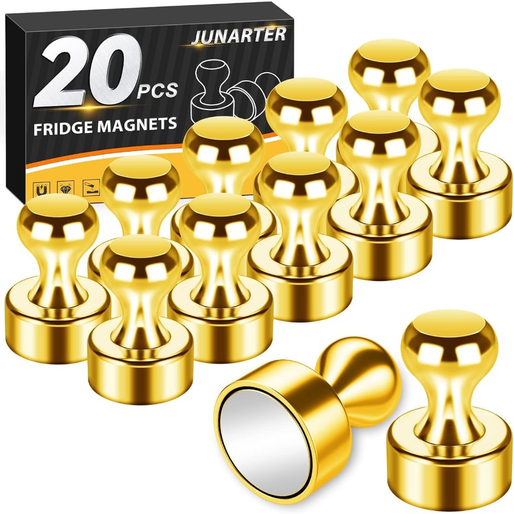 Refrigerator Magnets, Gold Metal Push Pin Magnets, Ideal for Whiteboard ...
