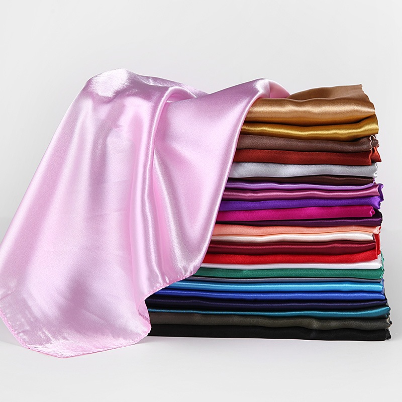 Square Silk Scarves Women 90*90cm Satin Muslim Hijab Scarf Plain Shawls ...