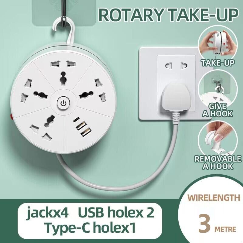 3USB + 4 Multi Socket T-ADAPORT 2.4A USB Universal Extension Plug Neon ...