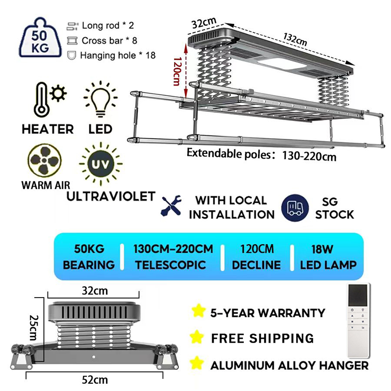 Aluminum Electric Clothes Rack Automated Smart Laundry Rack laundry ...