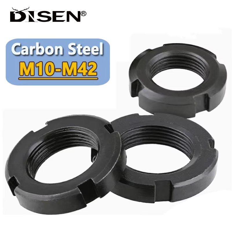 Black Round Nut Slotted Nut Four Slot Nuts M10 M12 M14 M16 M18 M20 M22 ...