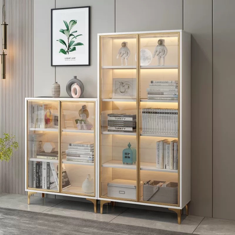 Book Boohelf Bookcase Cabinet With Dust-Proof Glass Door Light ...