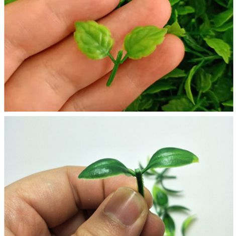 25pcs Artificial Mini Green Leaves 2 Pieces Leaves Plastic Mint Leaves ...