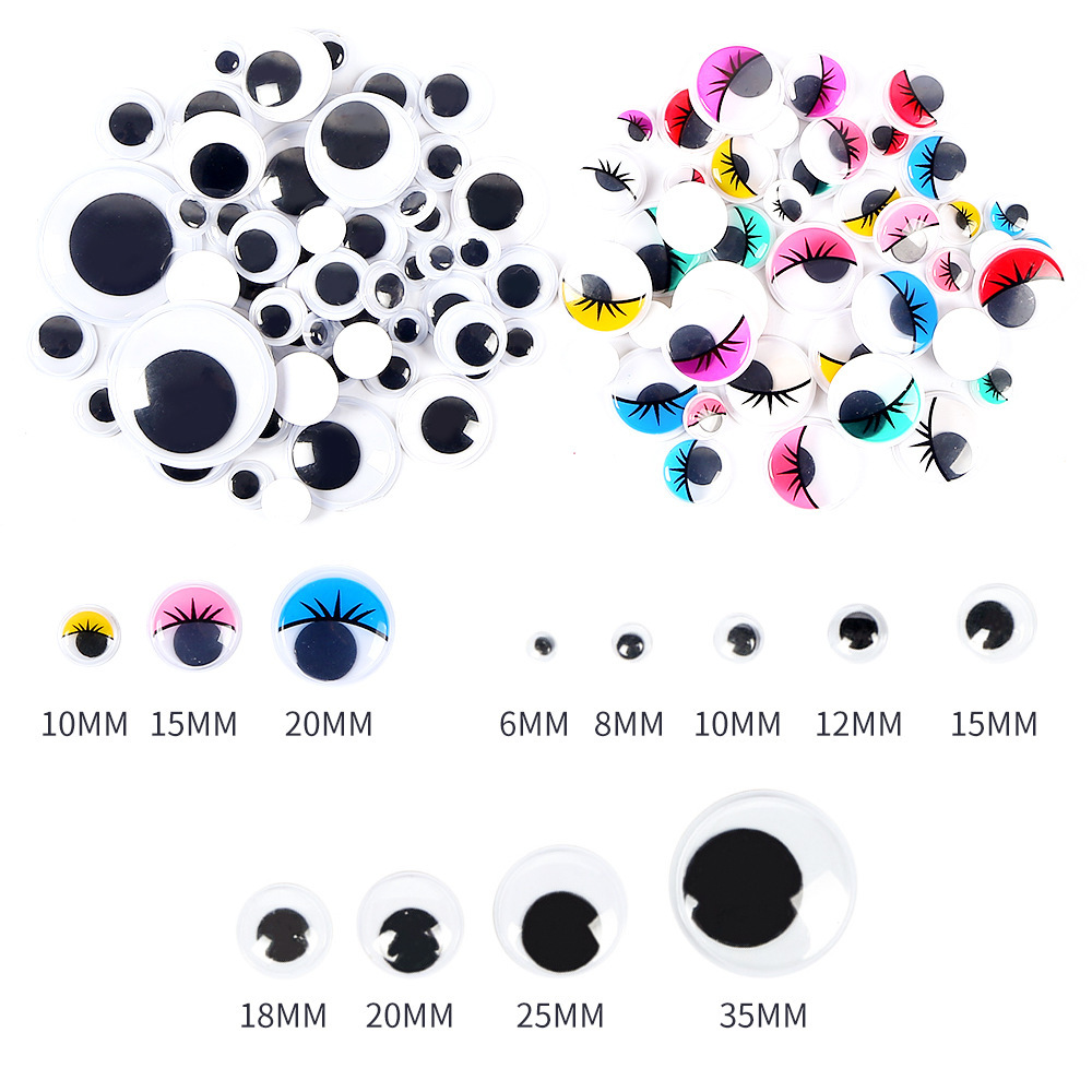 6-24mm Colorful Self-Adhesive Wiggly Googly Doll Eye Movable Simulation ...