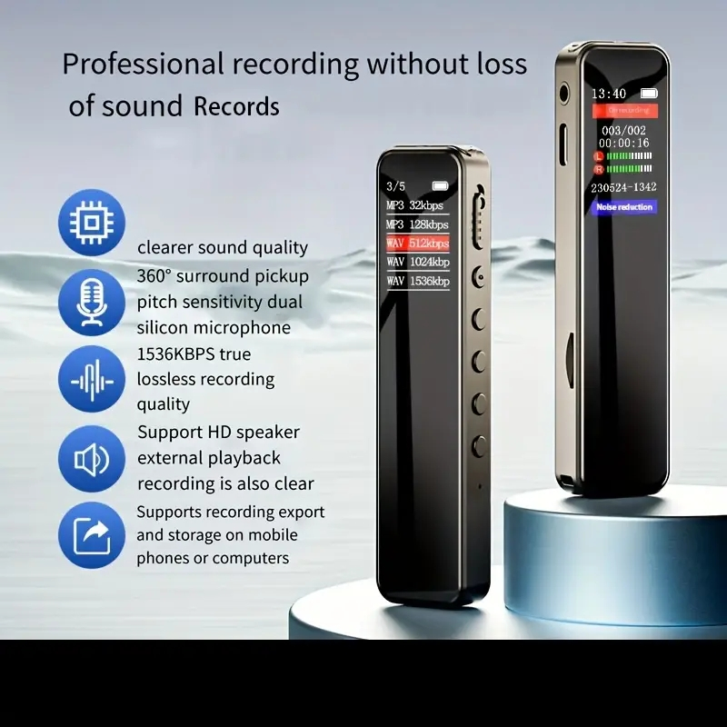 【free 128G 256G】AI Professional Recording Pen Portable Voice Recorder ...