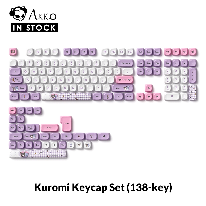 Akko Kuromi Keycap Set (138-key), MOA profile PBT Dye-Sub Keycaps ...