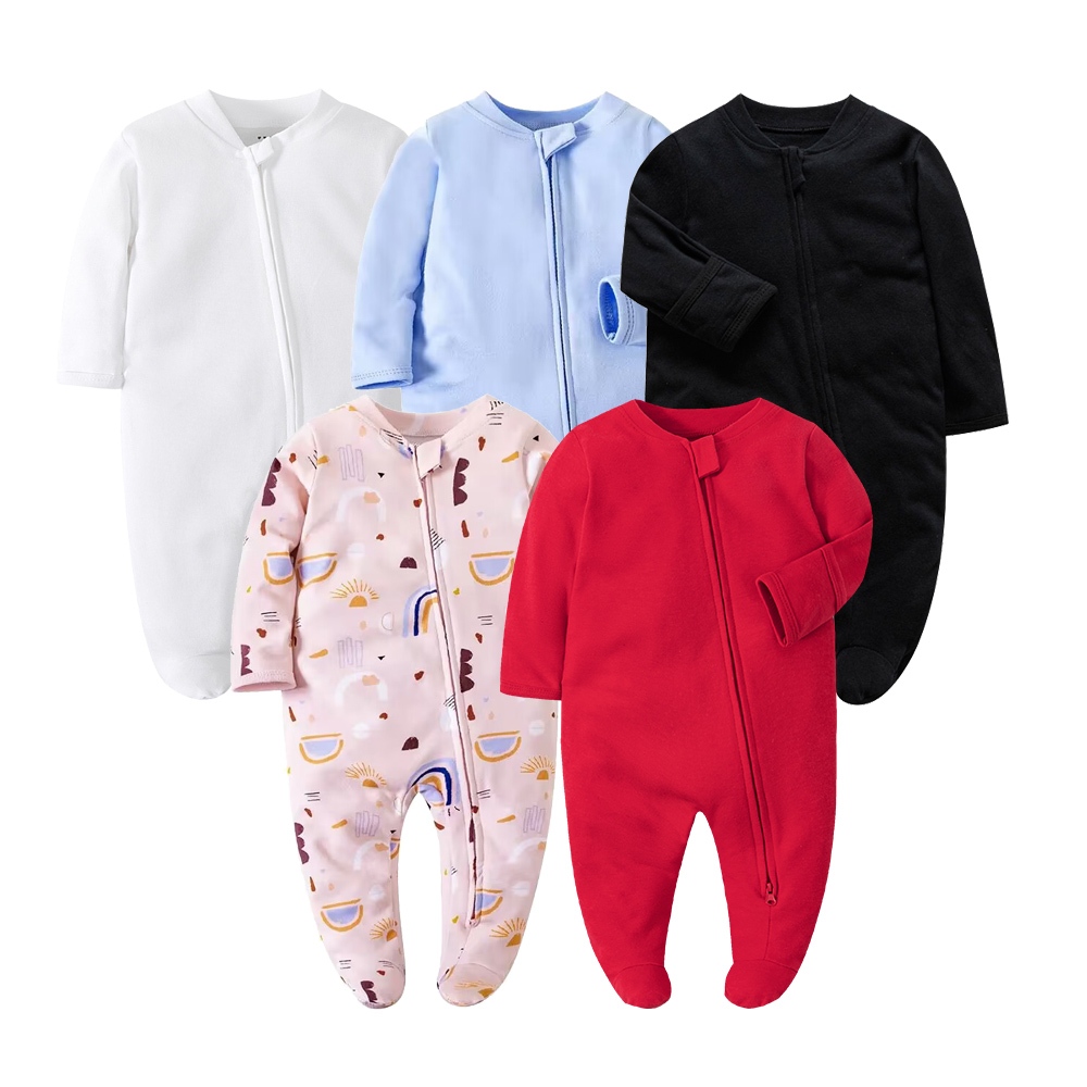 Newborn Baby Clothes 0-12Months 100% Cotton Infant Romper Footed 2 Way ...