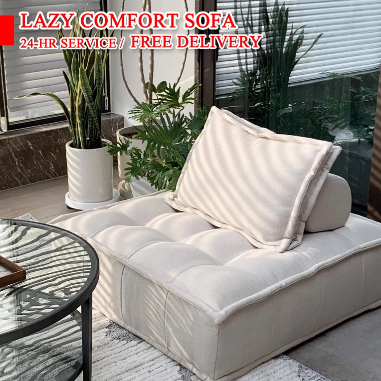 Lazy Sofa Nordic Minimalism Tofu Sofa Microfiber Cotton Linen/Tech ...