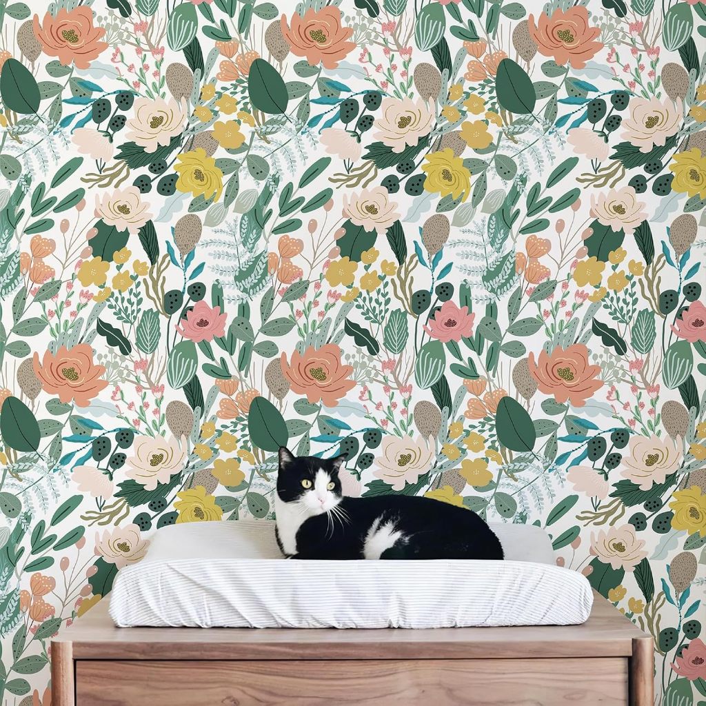 3M Floral Peel and Stick Wallpaper, Vintage Removable Stick on Floral ...