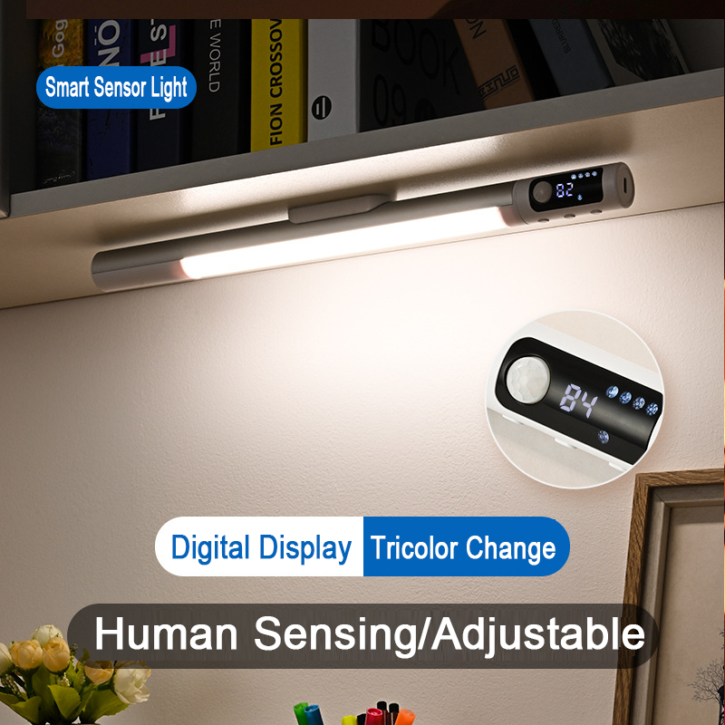 Motion Sensor Light Tube USB Digital Display Induction Night Light ...
