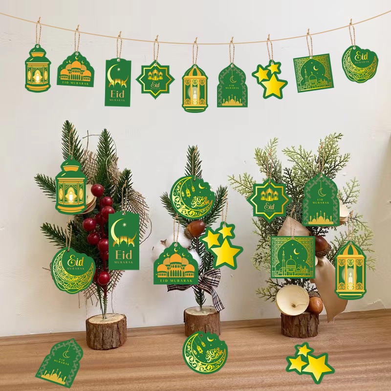 10\9Pcs Eid Decoration Pendant 2025 Hari Raya Decoration Potted Green ...
