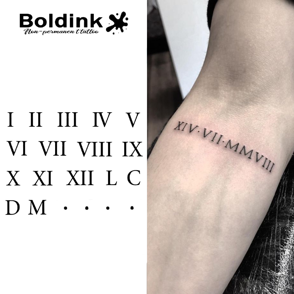 Roman Numeral Temporary Tattoos, Waterproof, Realistic and Lasting 15 ...