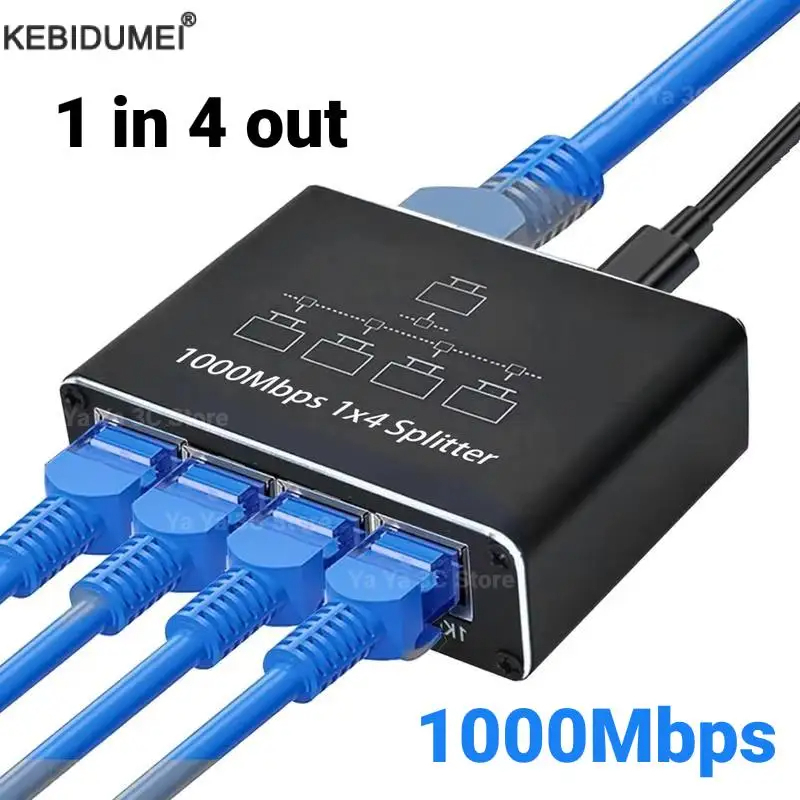 1000Mbps 1 in 4 Out Ethernet Adapter 1 to 2/3/4 RJ45 LAN Internet ...