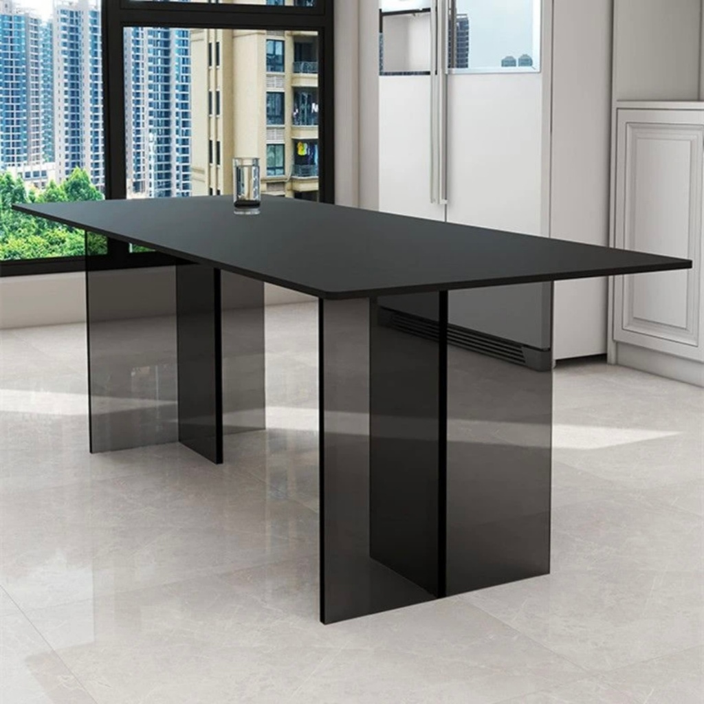 Top Black Sintered Pure Stone Acrylic Legs Modern Small Hovering Dining ...