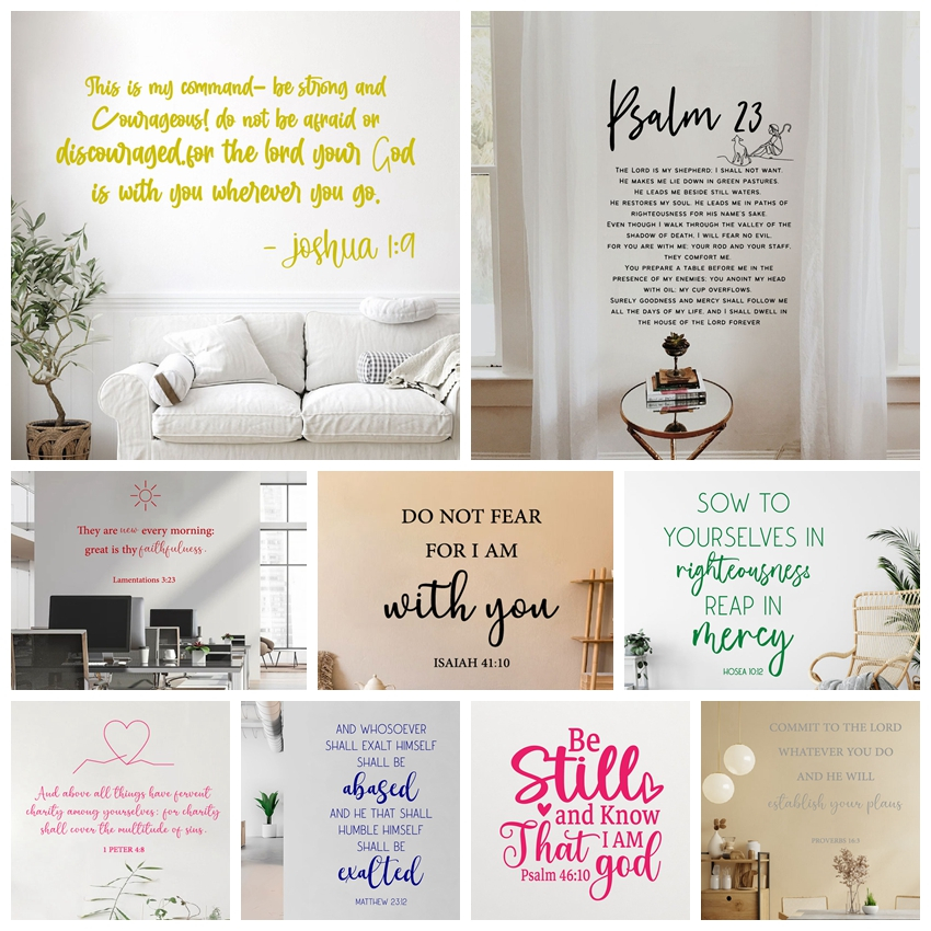 18 styles of Bible quote wall decoration stickers, Christian quote art ...