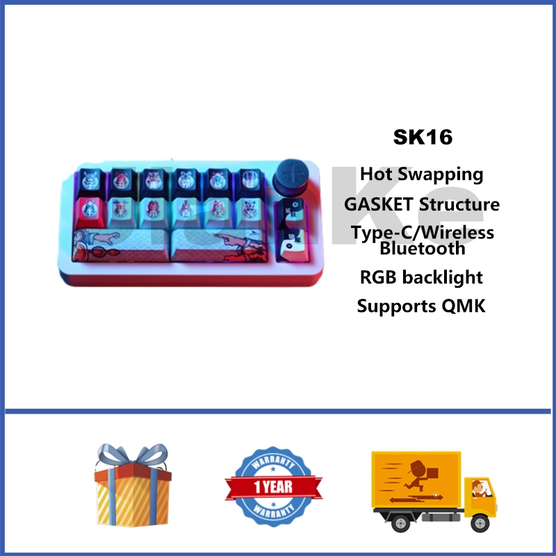 Darmoshark SK16 Wireless Mechanical Keyboard 16 Key Hot swappable RGB ...