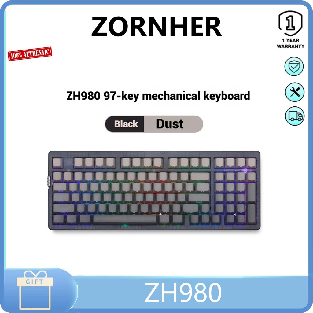Zornher ZH980 Micro dust side engraved mechanical keyboard Wired ...