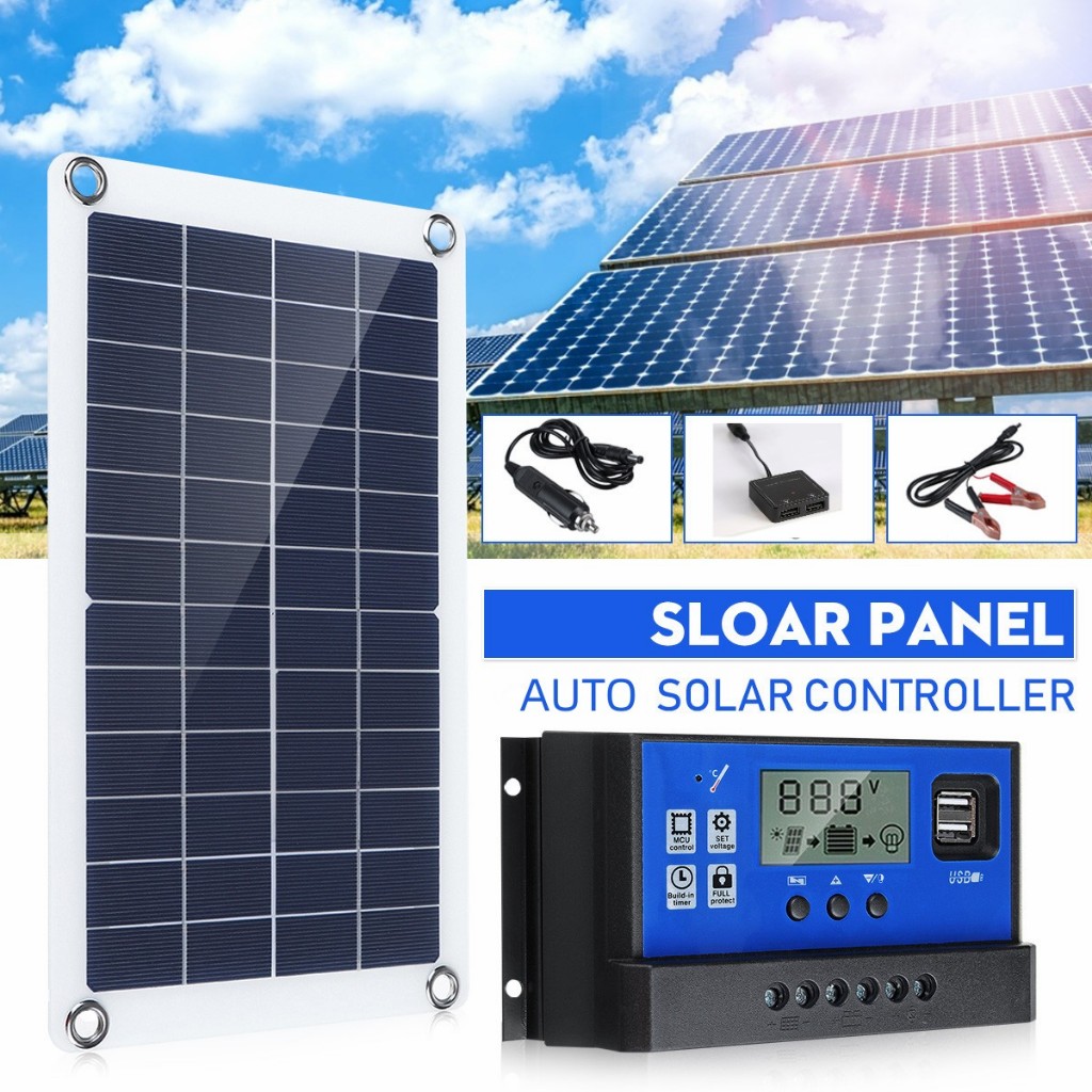 100W Solar Panel Kit Complete 12V-18V Polycrystalline USB Power ...