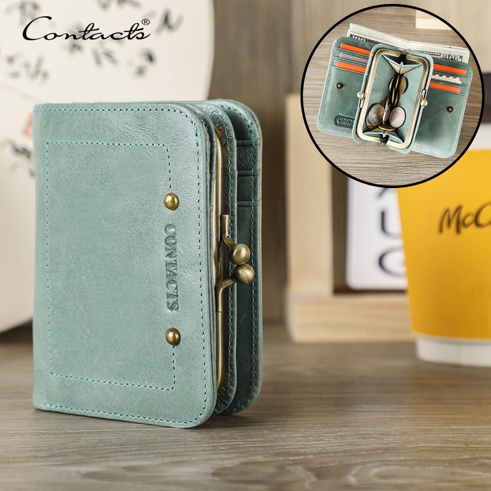 CONTACT'S Genuine Leather Wallet Women Small Short Wallet Rfid Card ...
