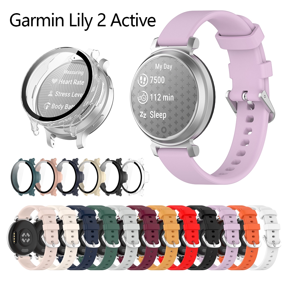 For Garmin Lily 2 Active strap case tempered glass screen protector new ...