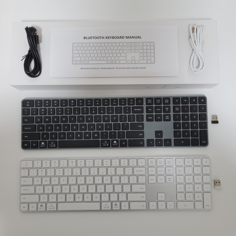 Wireless Bluetooth Keyboard Rechargeable Lightweight Silent Aluminum ...