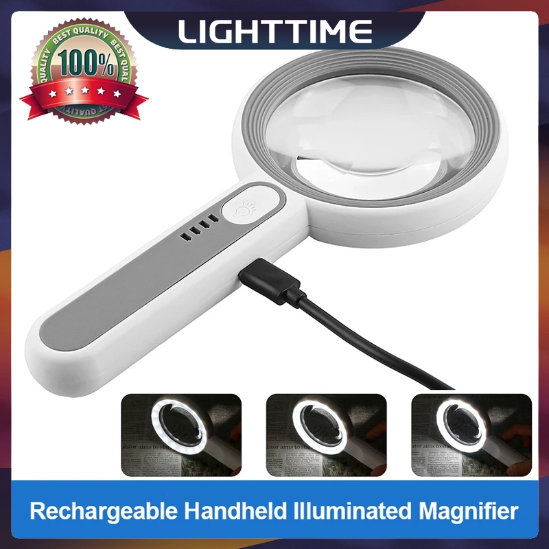 5X 6X 11X 12X Rechargeable Handheld Magnifier 3 Lighting Modes ...