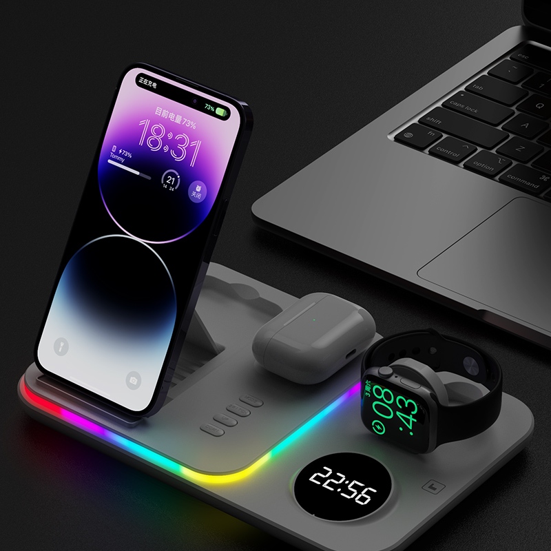 5-in-1 RGB Wireless Charging Station for iPhone 17/16/15/14/13/12 Pro ...