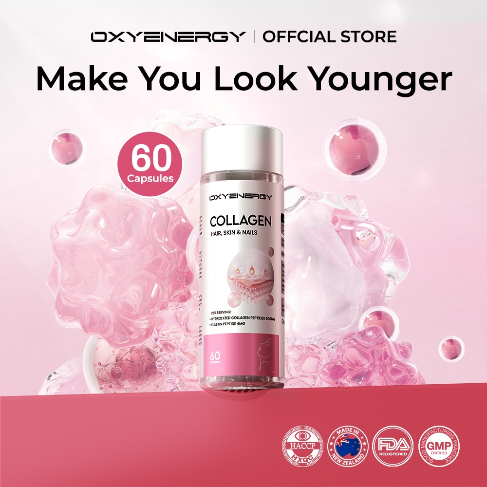 Oxyenergy Collagen Capsules Anti-Aging Anti-Wrinkles Collagen Skin Supplement Whitening Improve ...