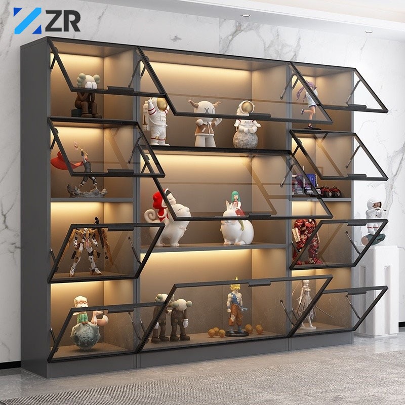 Display Cabinet Bookcase With Glass Door Whole Wall Dustproof Bookshelf ...