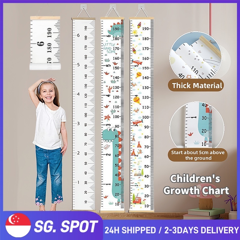 【Singapore spot】Children's Canvas Wall Growth Chart Wooden Frame Height ...