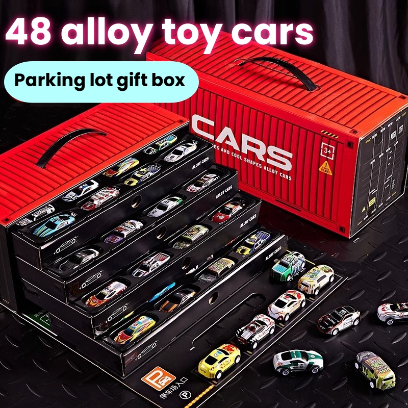 48 PCS non-repetitive metal toy car gift box set with parking ...