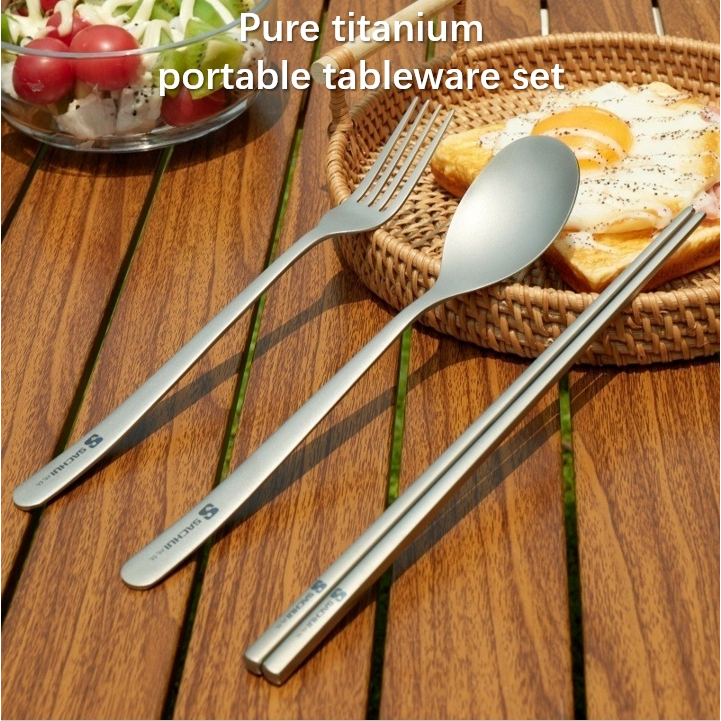 Pure Titanium Chopsticks Spoon Set Outdoor Portable Titanium Tableware ...