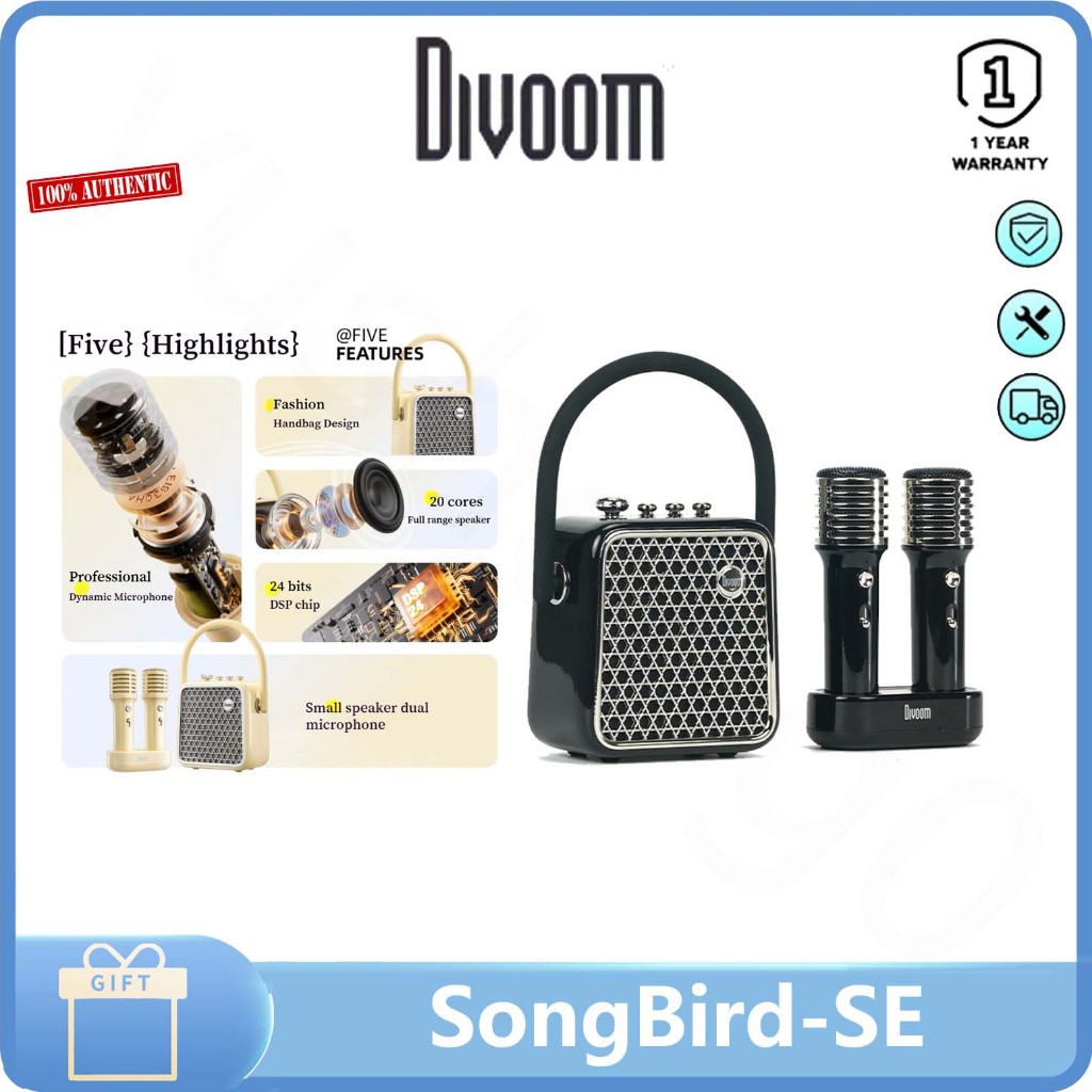 Divoom SongBird-SE Karaoke Bluetooth speaker with dual microphone sound ...