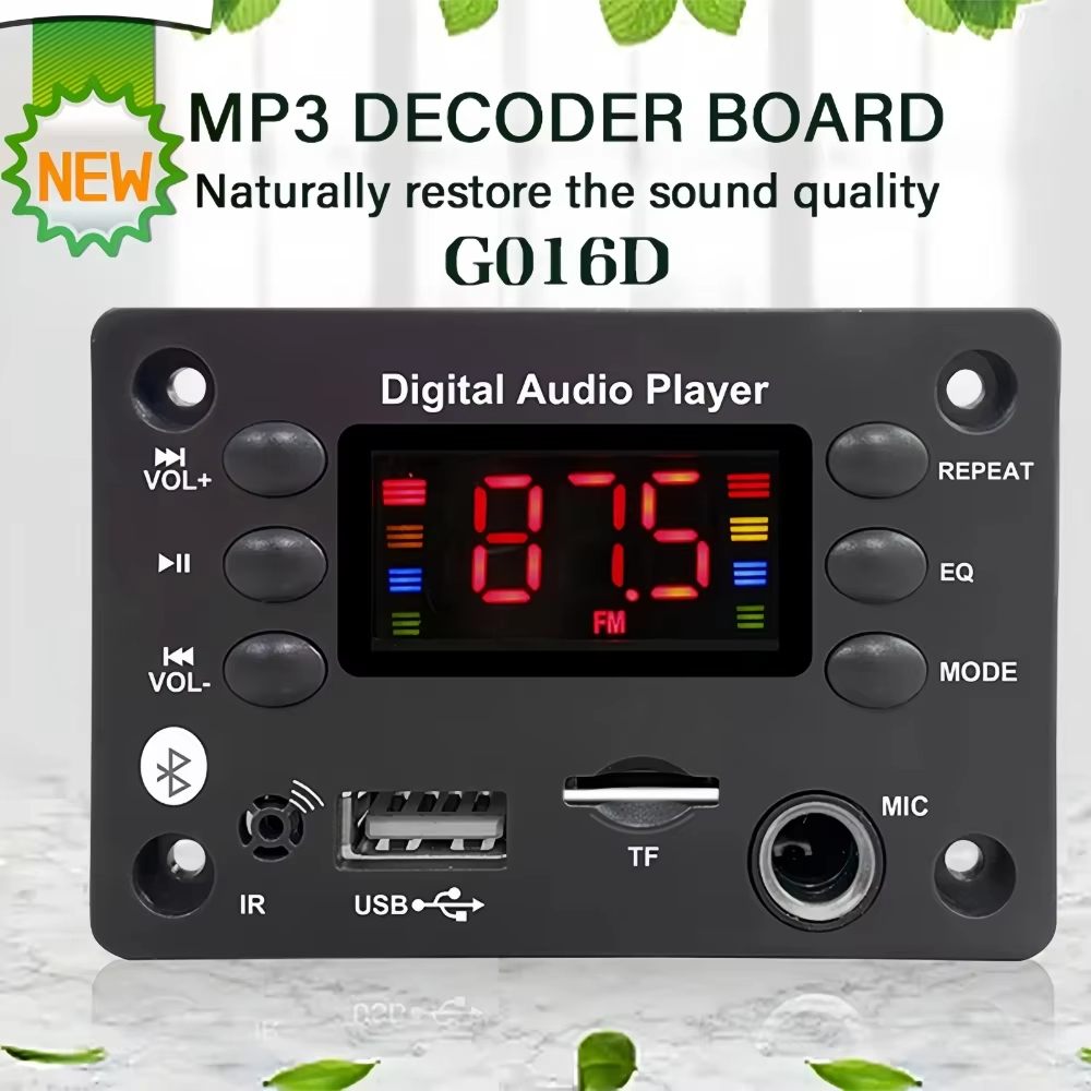 DC 5V 12V Bluetooth 5.0 MP3 WMA WAV APE Decoder Board Hands-free Car Audio Microphone USB TF FM ...