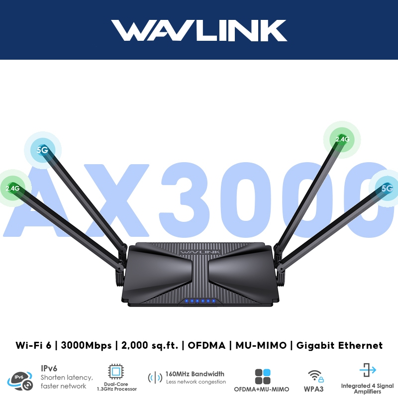 WAVLINK AX3000 Wi-Fi 6 Router Dual Band Wireless Gigabit Router With MU ...