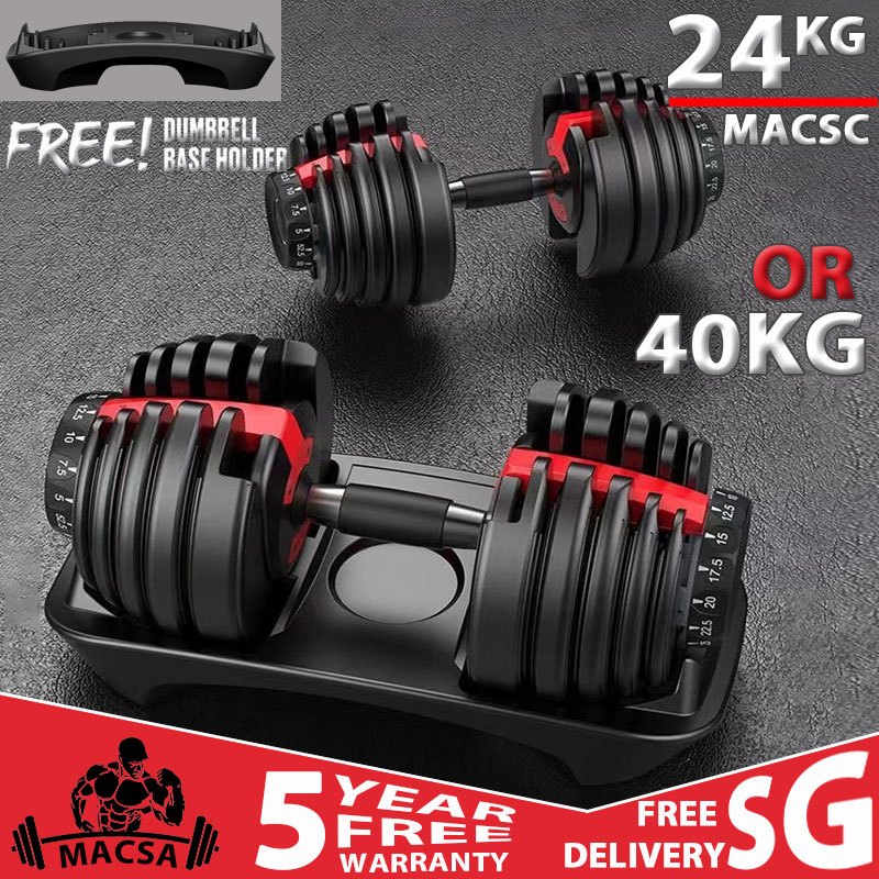 【SG STOCK】2-3days Quick Adjustable Dumbbell Set 24/40KG Dumbbell Stand ...