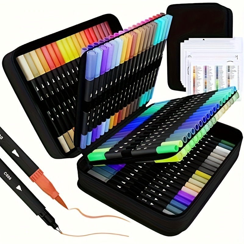 60 Colors Dual Brush Art Markers, Professional Artist Pen Set, Flexible ...