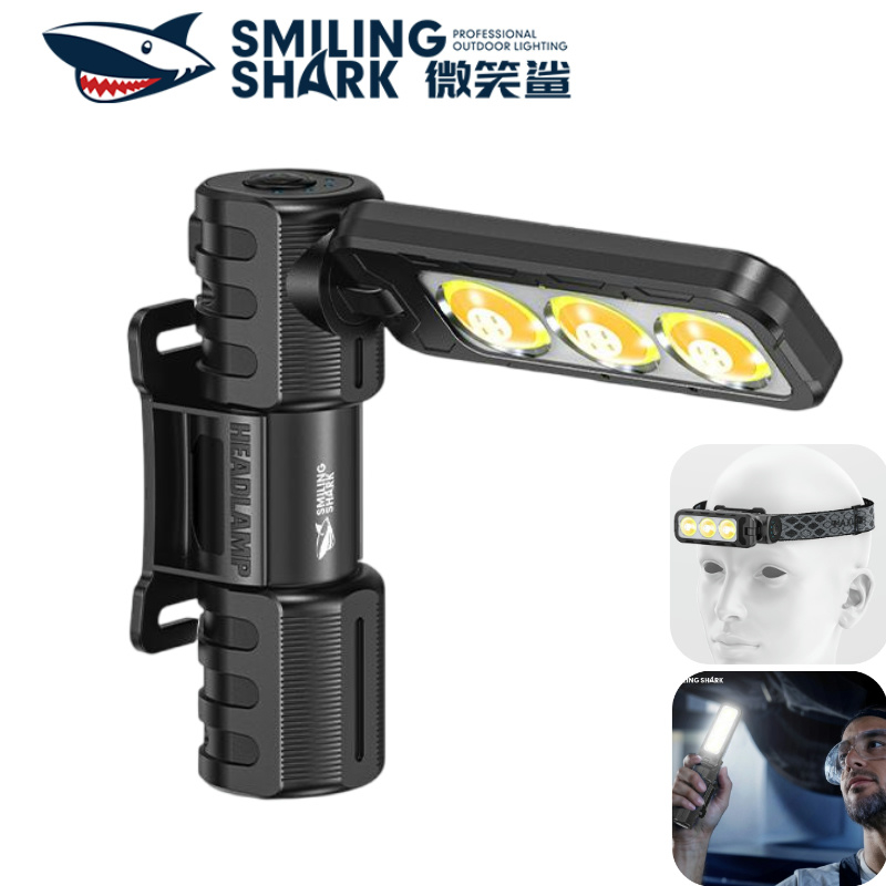SMILING SHARK LED Headlight Torchlight Magnet Work Light 4Mode Type-c ...